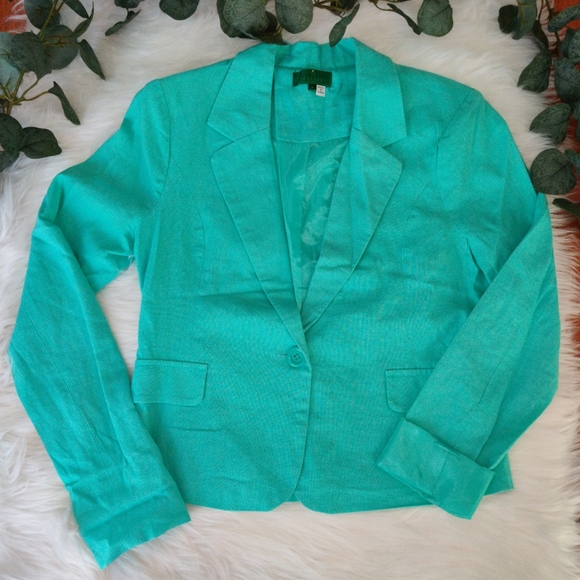 Jackets & Coats | Euc Mintturquoise Linen Blazer Size Medium | Poshmark